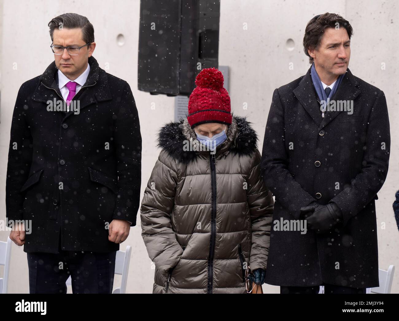 Prime Minister Justin Trudeau, survivor Agnes Klein and Conservative ...