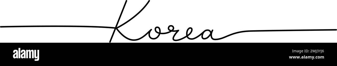 Korea - word with continuous one line. Minimalist drawing of phrase ...