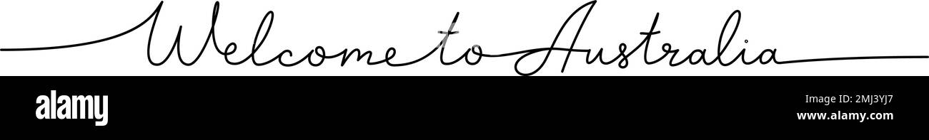 Welcome to Australia - word with continuous one line. Minimalist ...