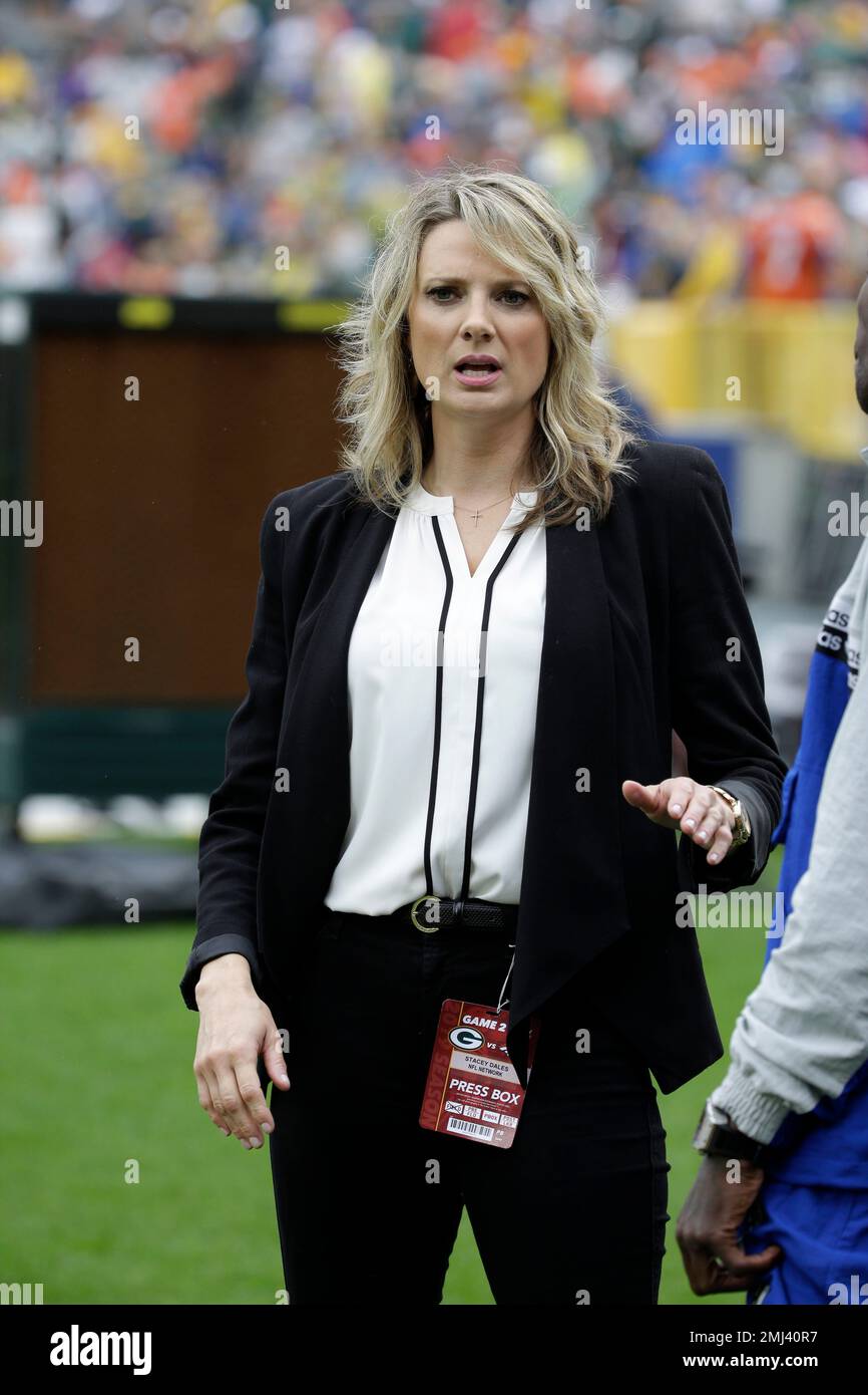 NFL Network sideline reporter Stacey Dales is seen before the start of ...