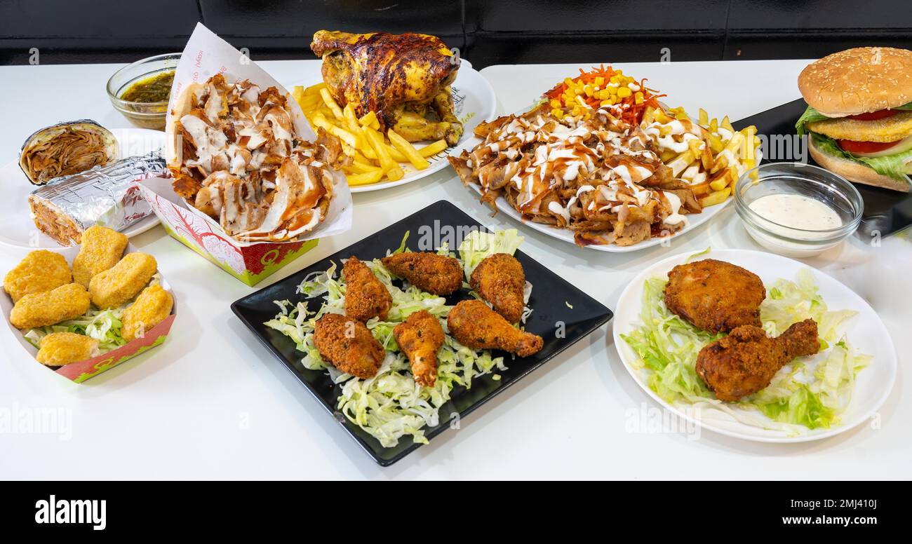 Kebab restaurant chef, traditional turkish and arabic food, multiple ...