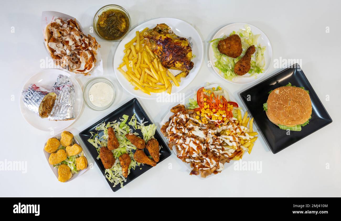 Chef of the kebab restaurant, traditional Turkish and Arabic food ...