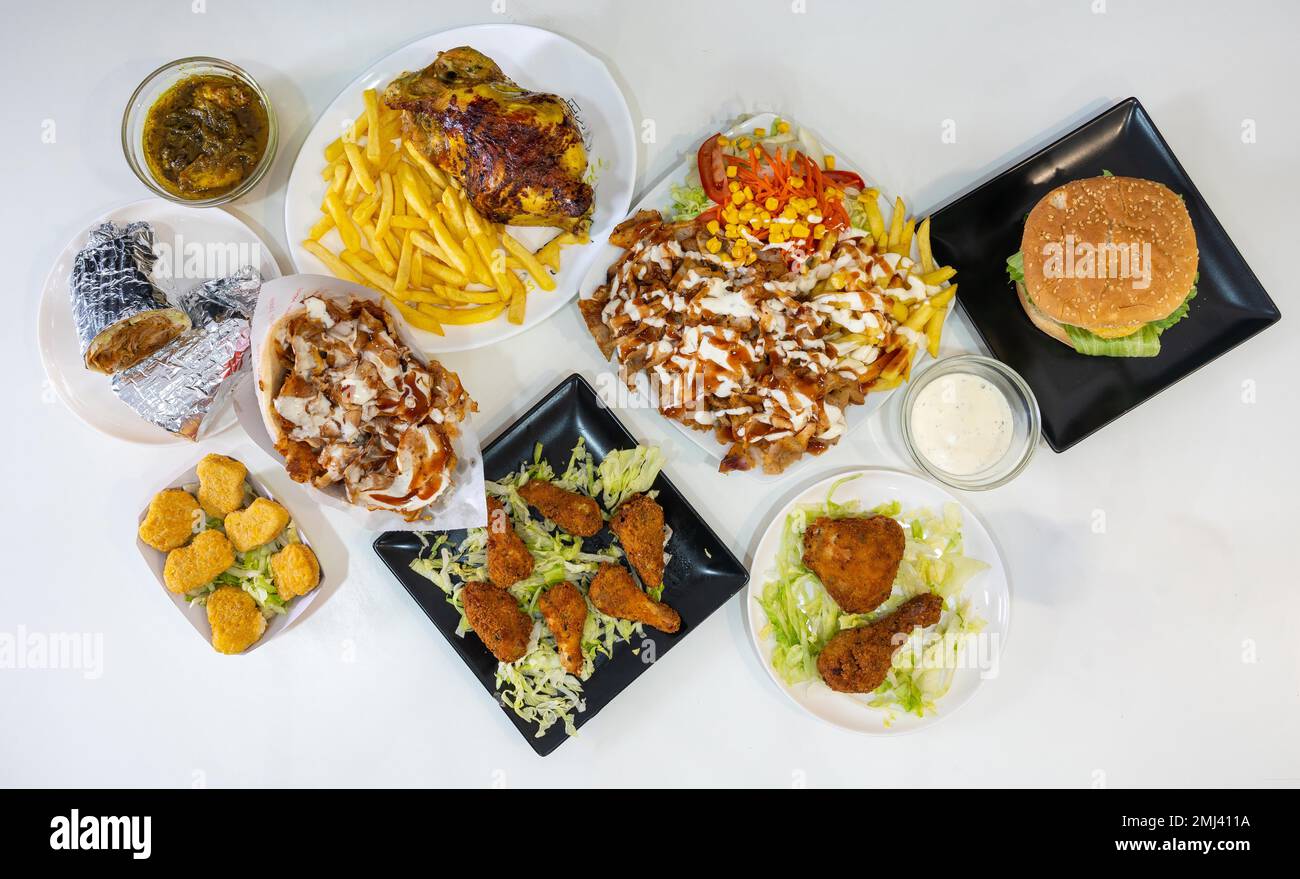 Chef of the kebab restaurant, traditional Turkish and Arabic food ...