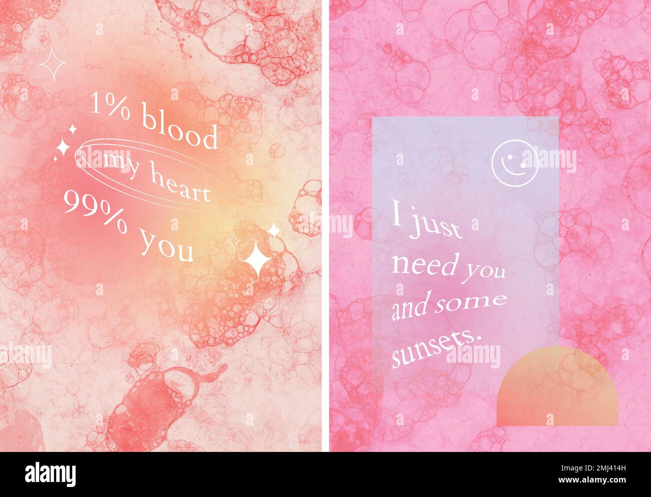 Aesthetic bubble art template vector with love quote poster dual set ...