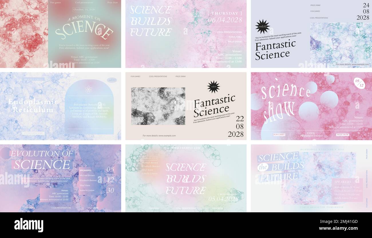 Aesthetic bubble art template vector science event colorful ad banners ...