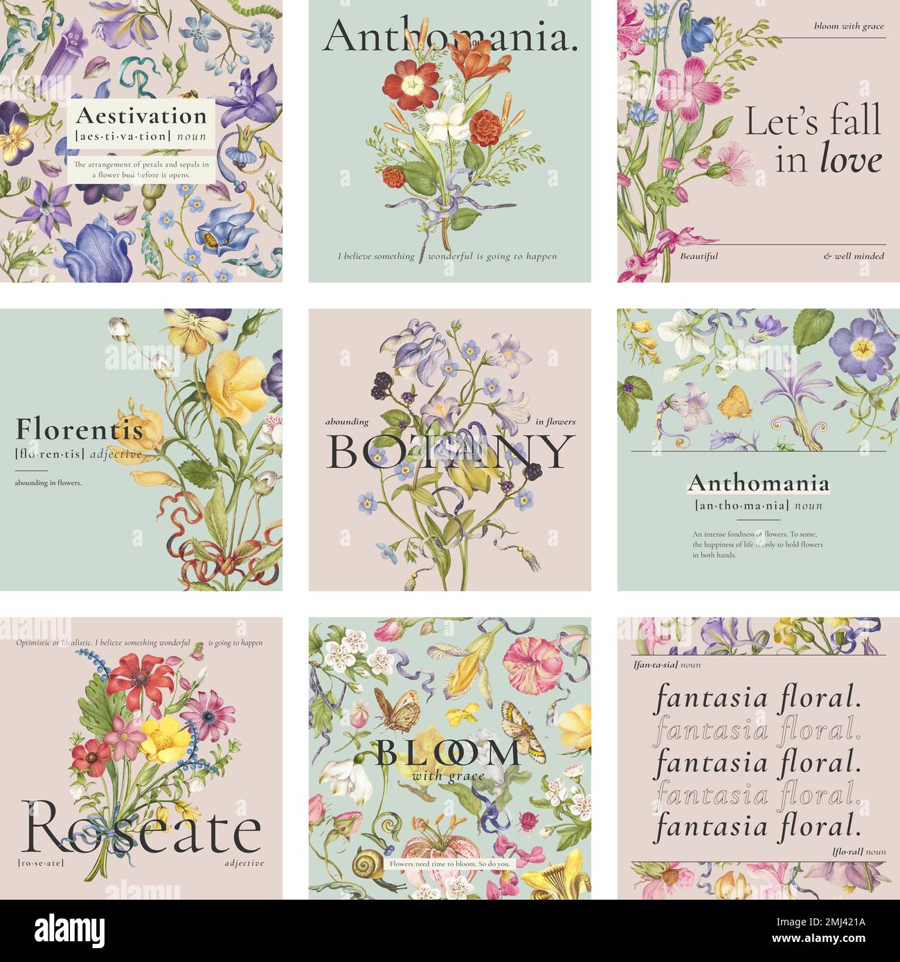 Editable aesthetic floral template vector blog social media post ...