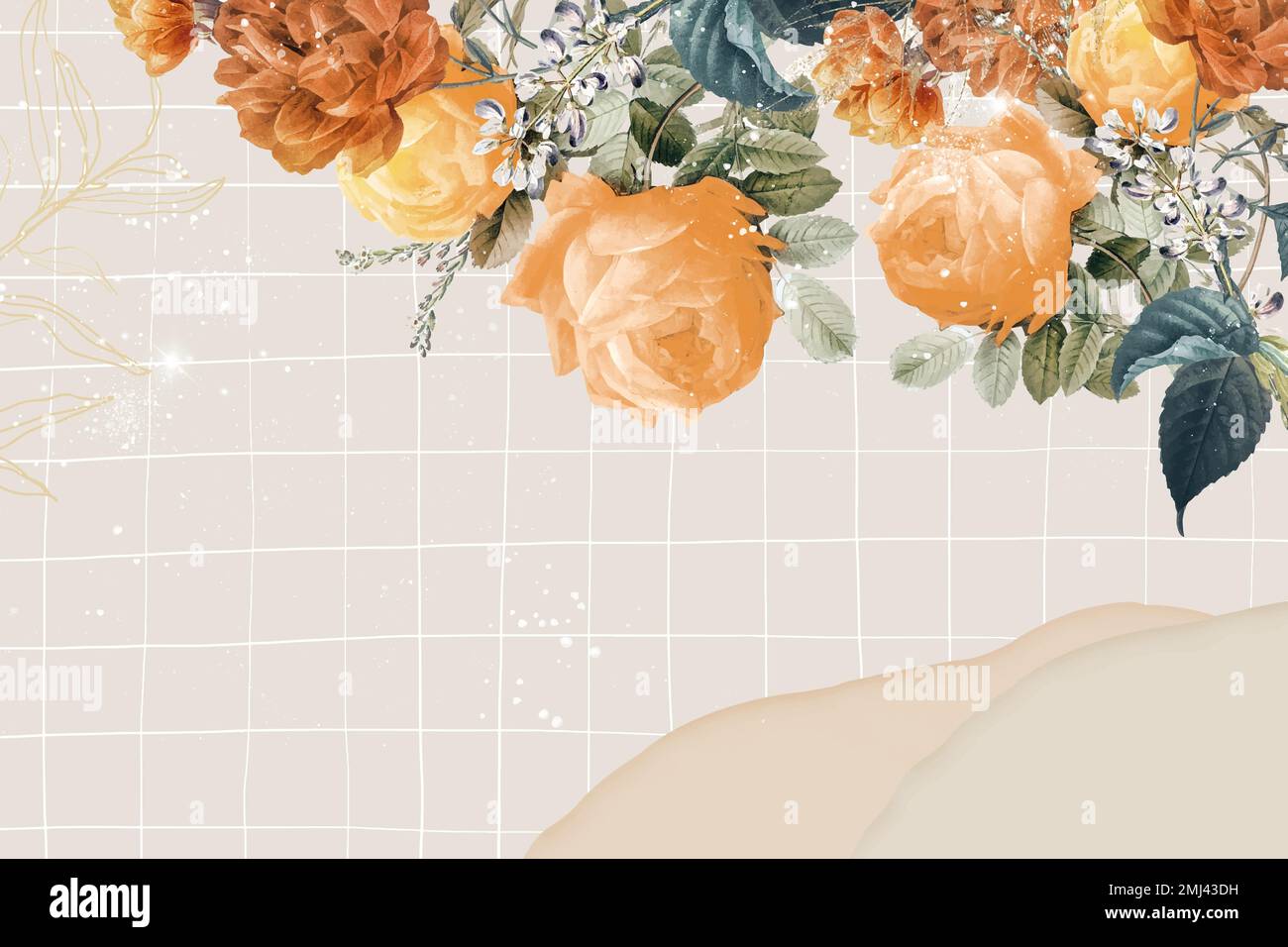 Flower background aesthetic border vector, remixed from vintage public ...