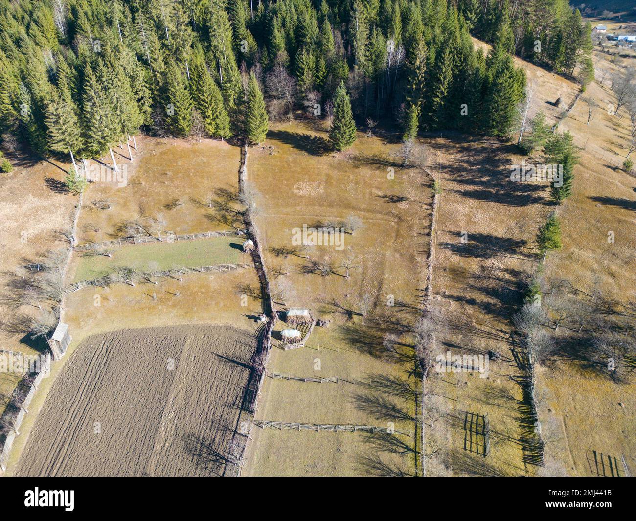 aerial view of village and garden Stock Photo - Alamy