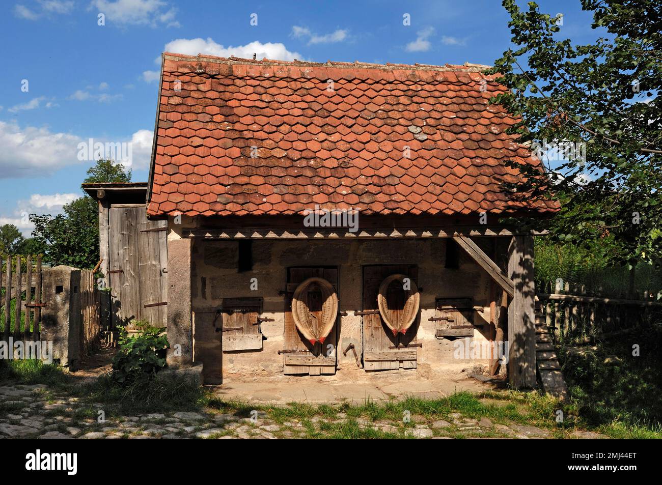 Pigsty around 1850, with two horse halters, Franconian Open Air Museum ...