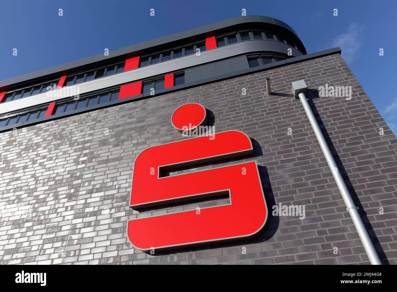 Modern bank building with logo Sparkasse, Duisburg, North Rhine ...