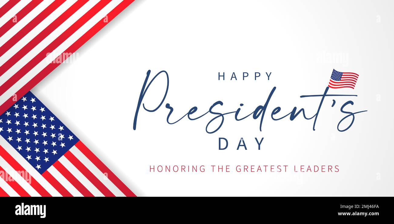 Happy Presidents Day banner with flag USA. "Happy President's Day ...
