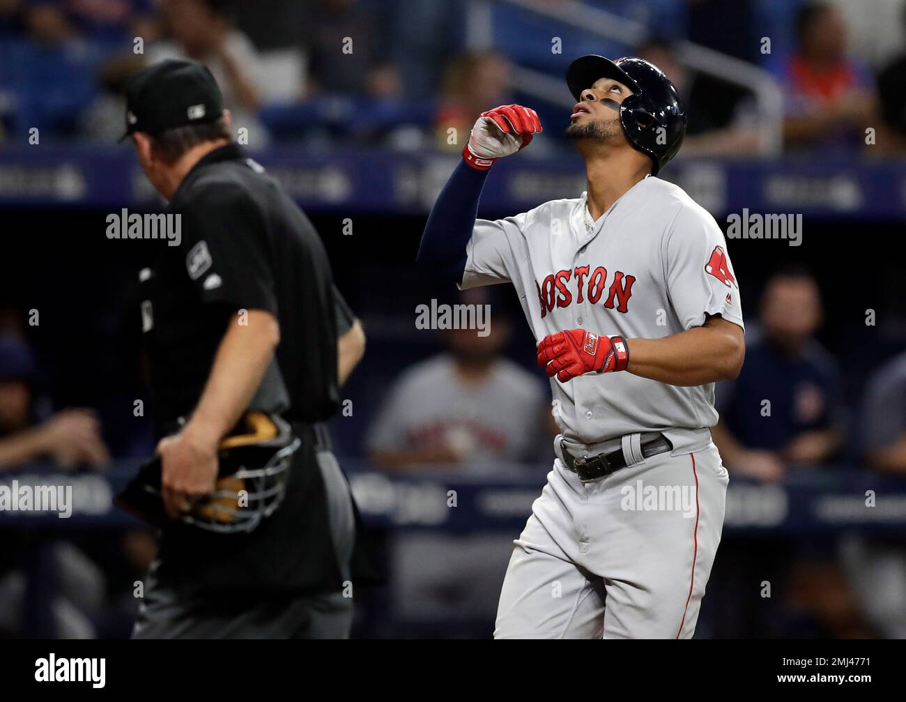Boston Red Sox's Xander Bogaerts celebrates his solo home run off Tampa ...