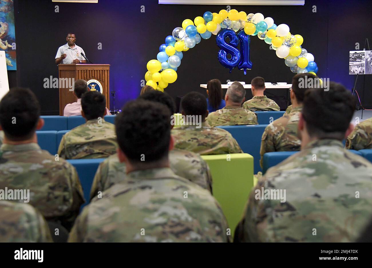 Tyrone Scott, 81st Training Wing wing historian, delivers remarks ...