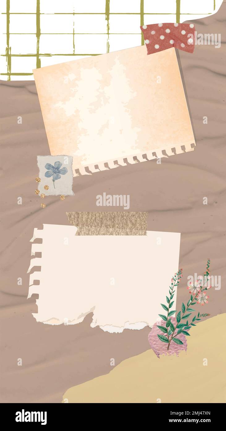 Aesthetic Paper Notes Background Wallpaper Vector Stock Vector Image 