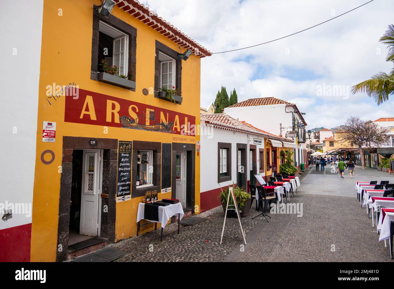 Restaurant in the city centre, Funchal, Madeira, Portugal Stock Photo ...
