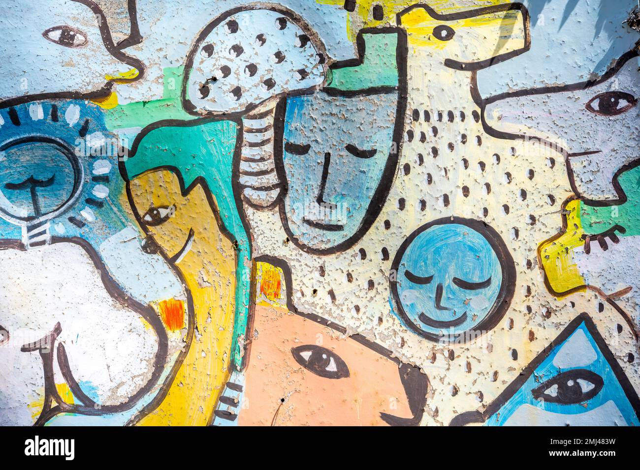 Graffiti, Faces, Funchal, Madeira, Portugal Stock Photo - Alamy
