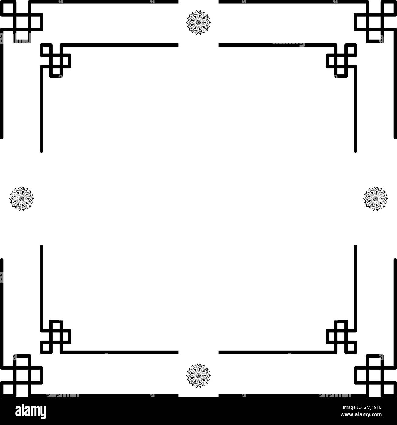 Simple and floral frame and square border Stock Photo - Alamy