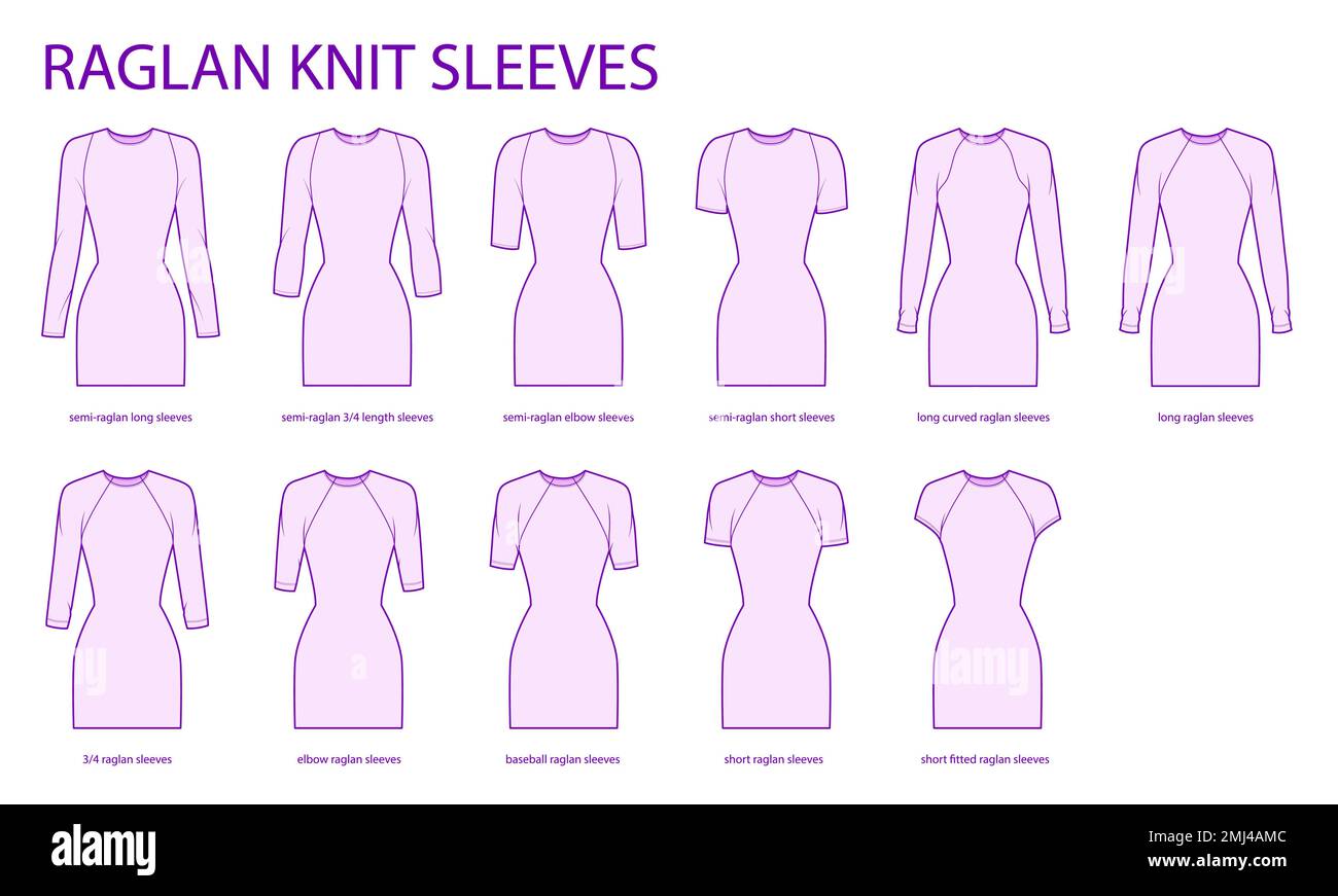 Set of Raglan knit sleeves clothes curved semi-raglan, long, 3-4, elbow ...