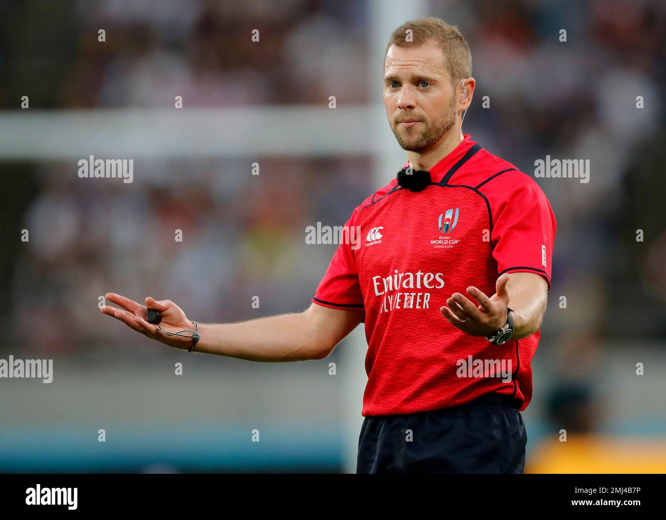 Referee Angus Gardner gestures during the Rugby World Cup Pool C game ...