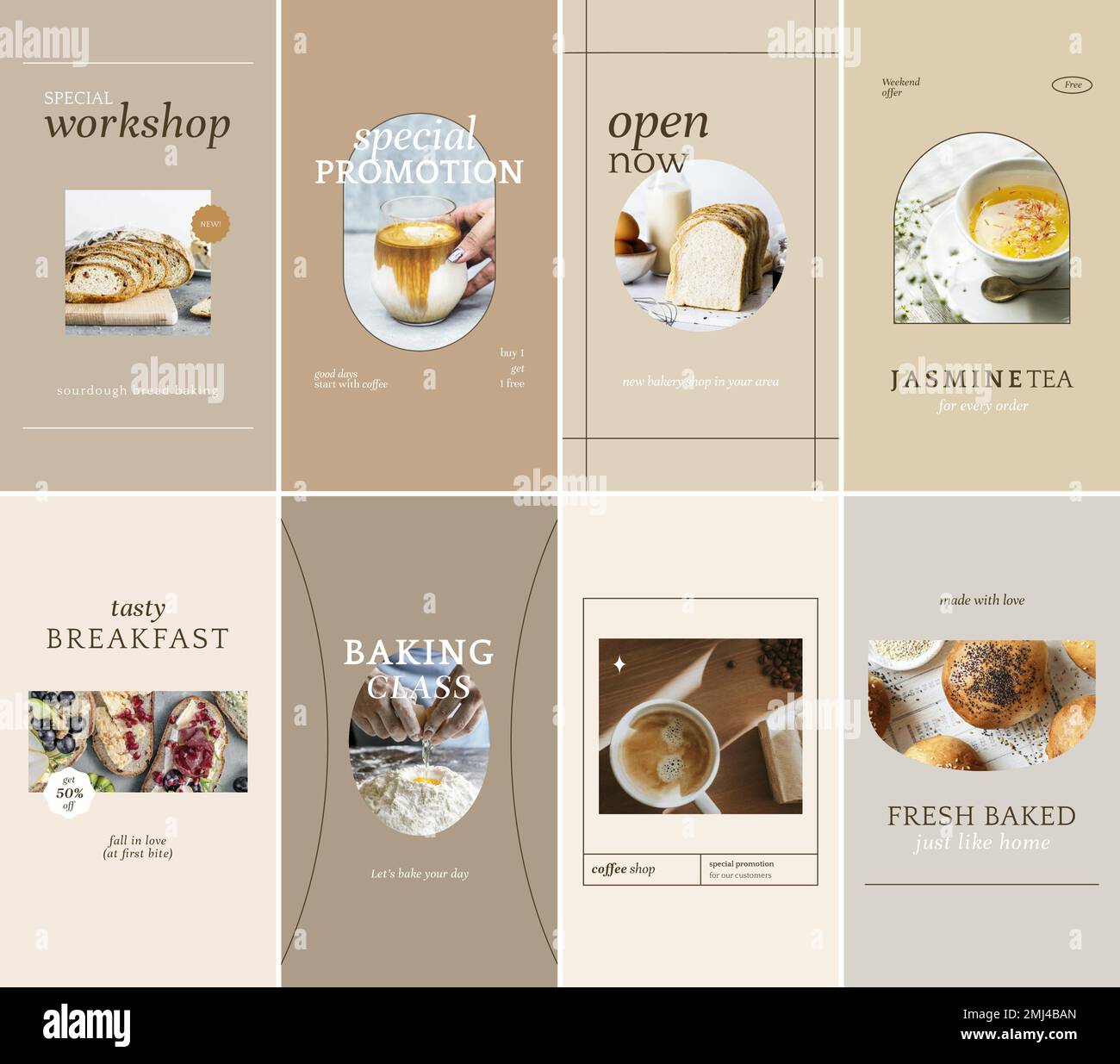 Aesthetic cafe marketing template vector social media story set Stock ...