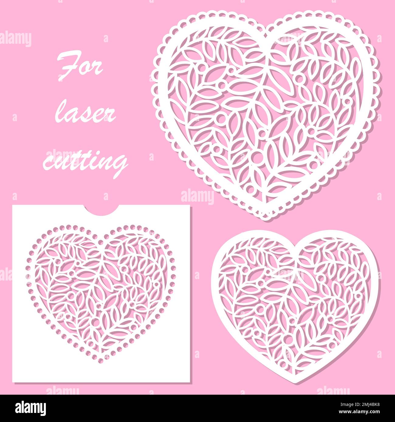 Set of templates for laser cutting. Lace hearts. Vector Stock Vector ...
