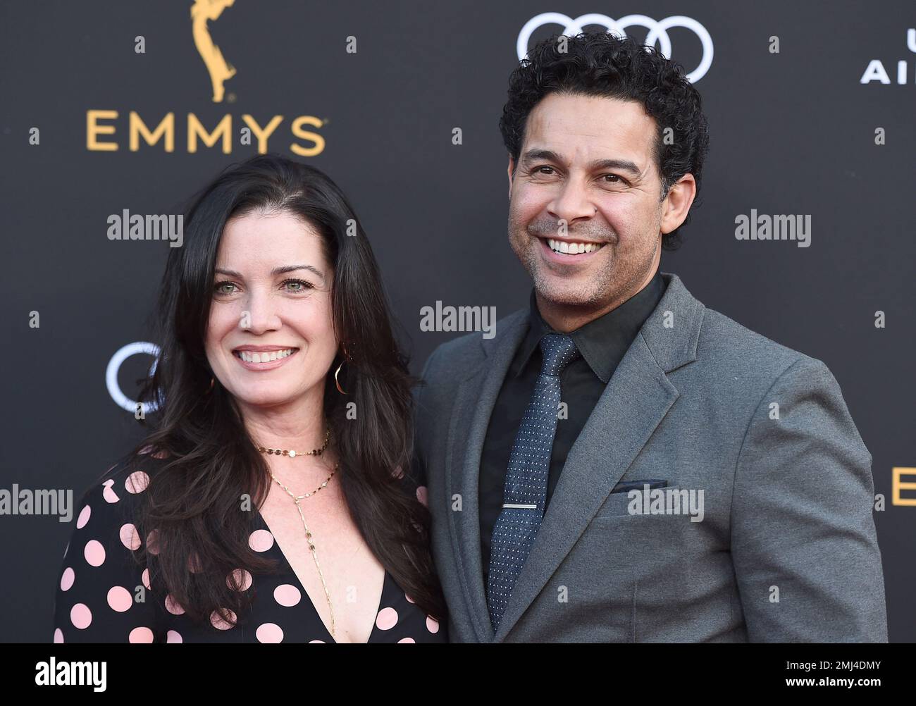 Jon Huertas, right, and Nicole Huertas arrive at the 2019 Performers ...