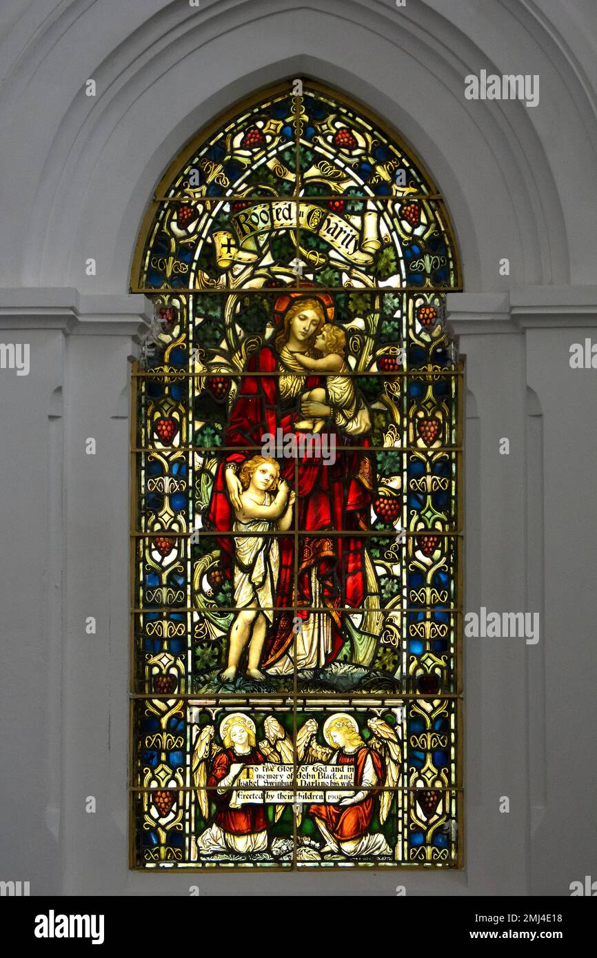 colored stained glass, All Saints Anglican Church, Galle Fort, Galu ...