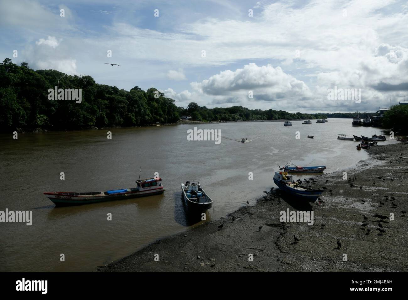 Boats ply the Bayano river, in Puerto Coquira, Panama, Friday, Sept. 20 ...