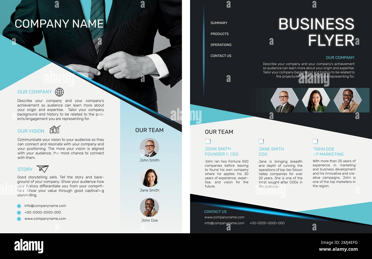 Foldable business flyer template vector in modern design Stock Vector ...