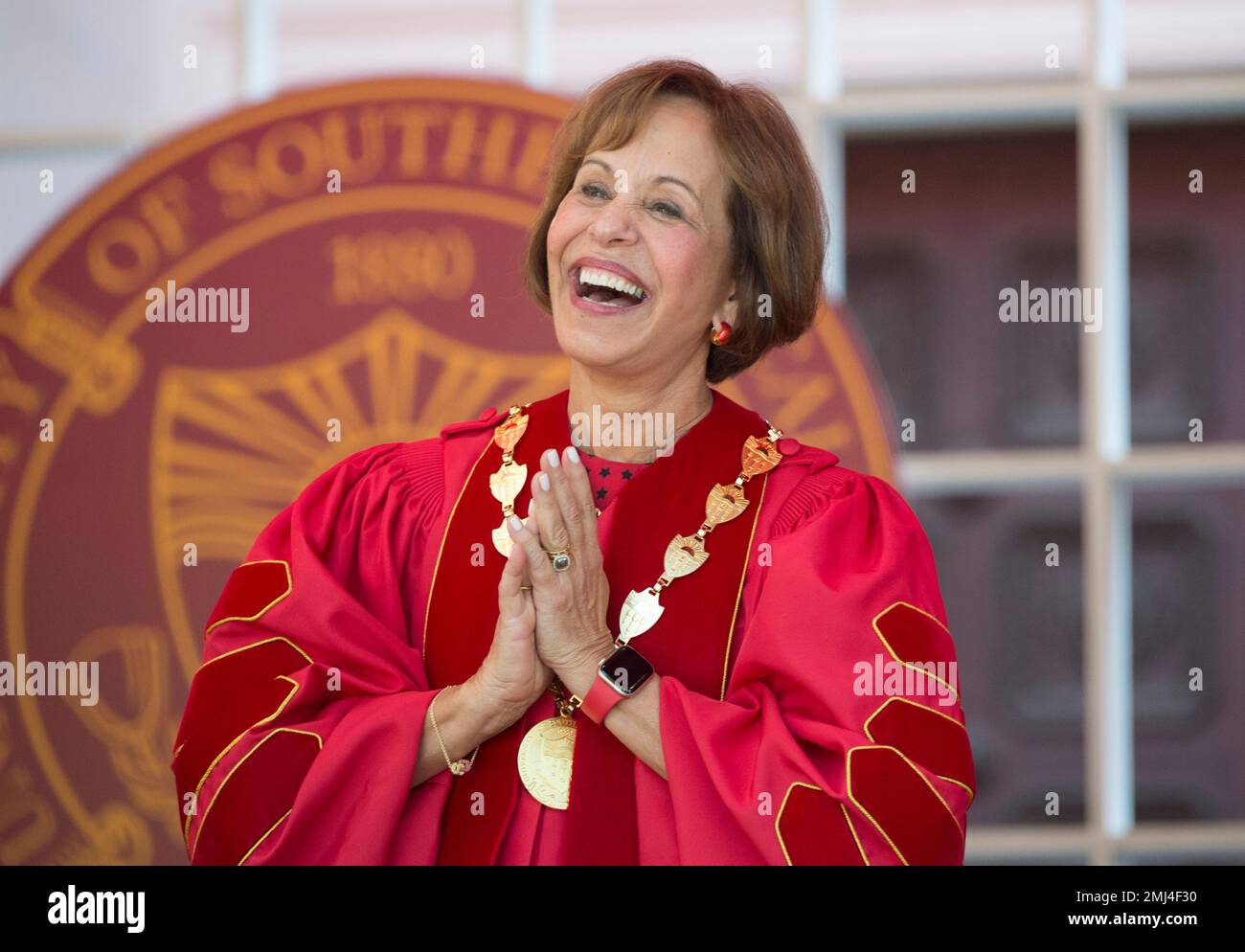 IMAGE DISTRIBUTED FOR USC- Carol L. Folt reacts to the crowd during her ...