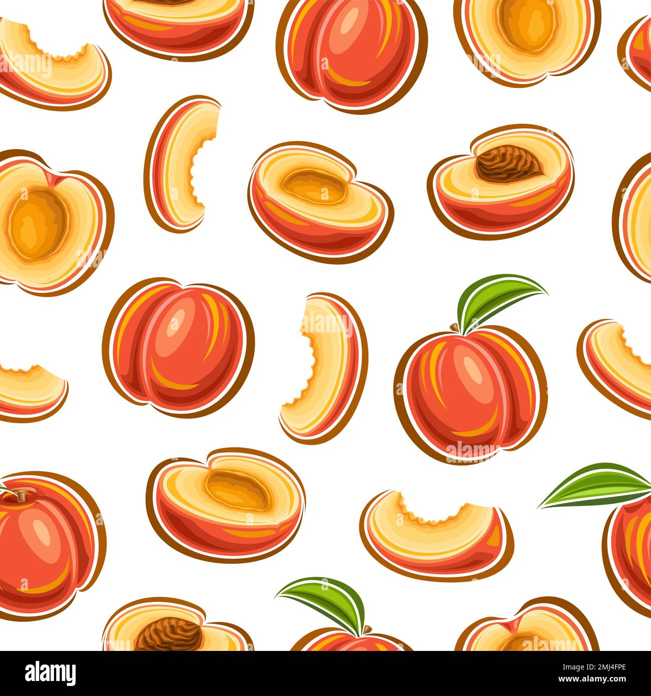 Vector Peach Seamless Pattern, square repeating background with cut out ...