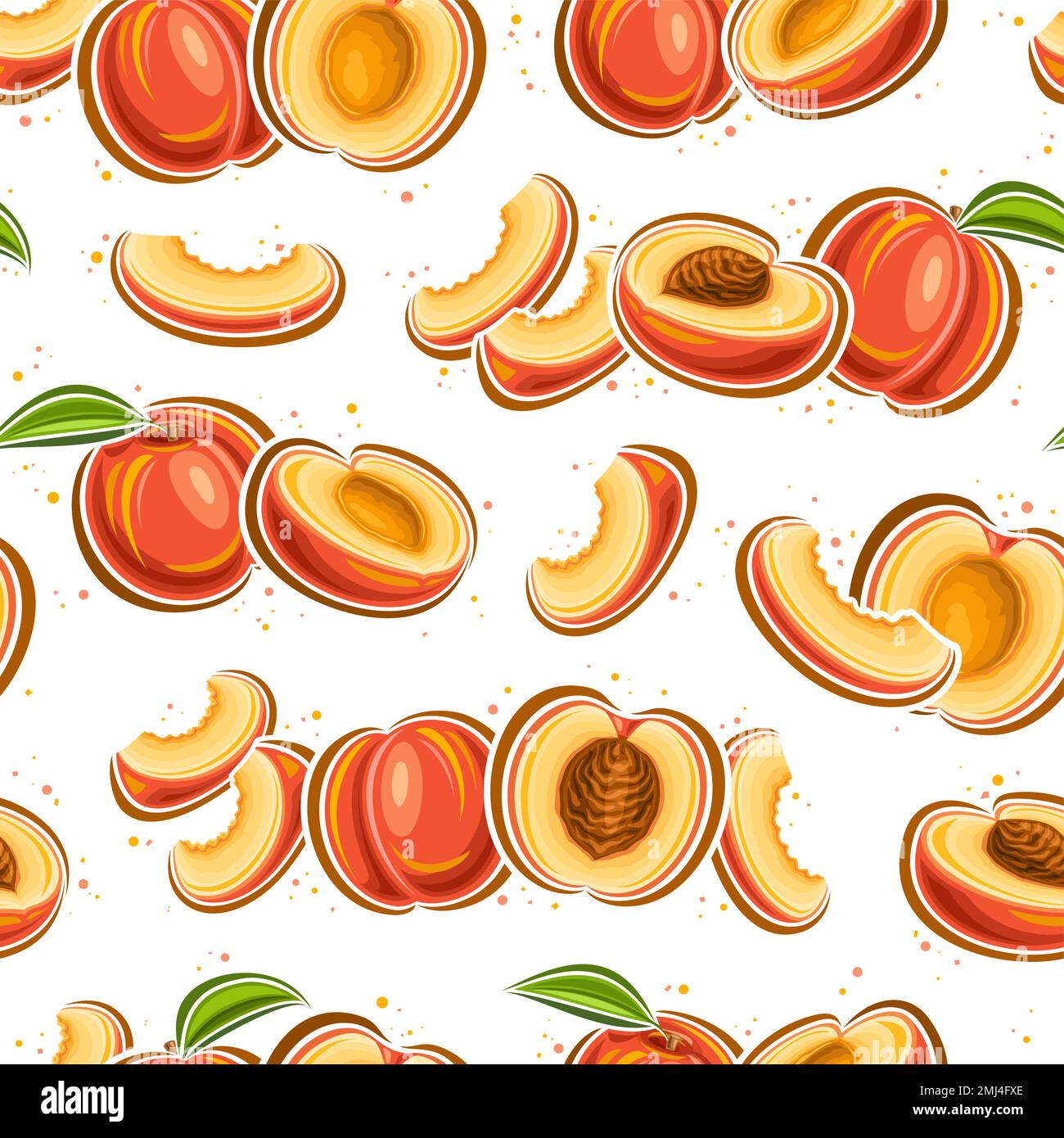 Vector Peach Seamless Pattern, square repeating background with ...