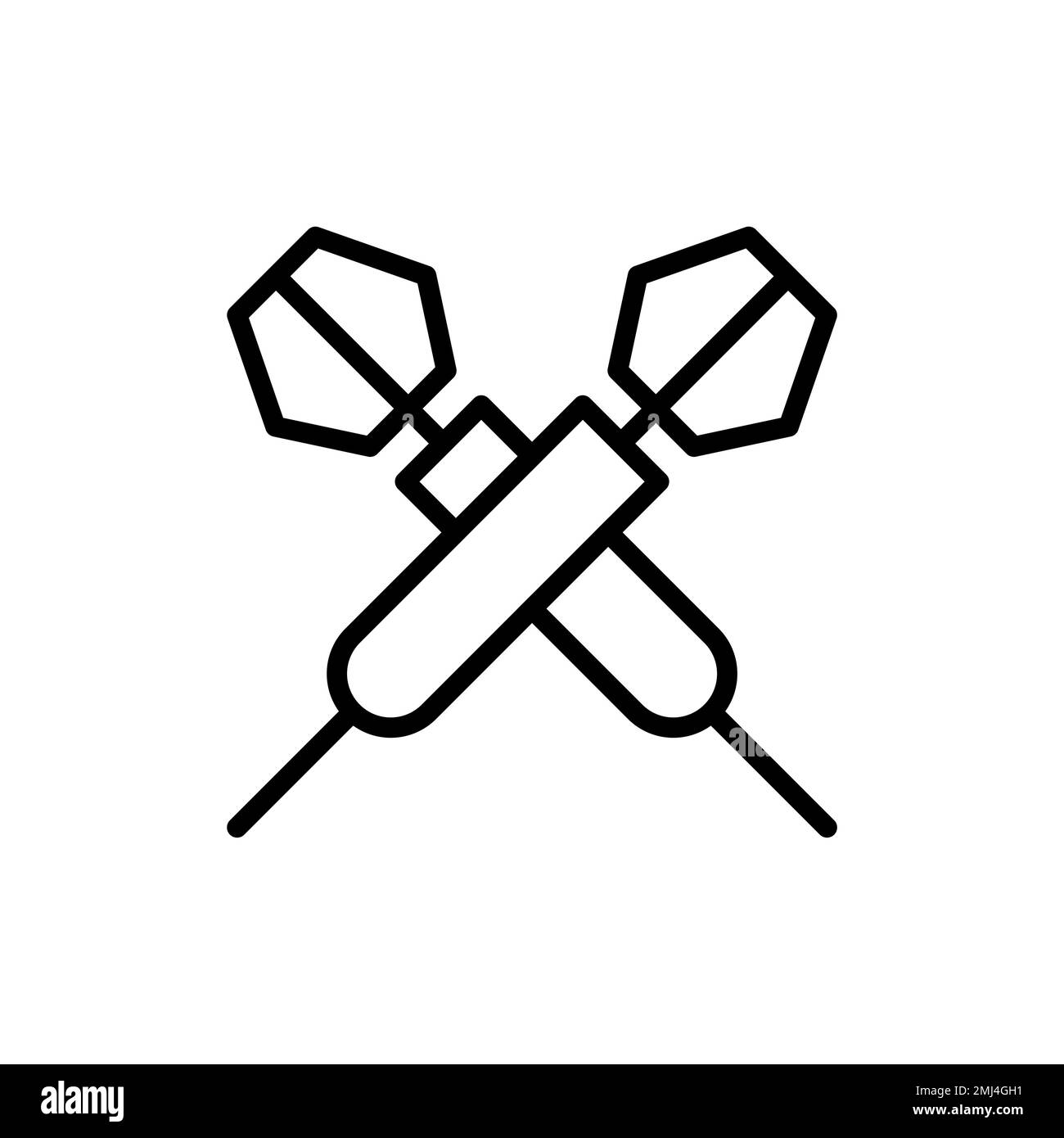 Dart arrow icon line isolated on white background. Black flat thin icon ...