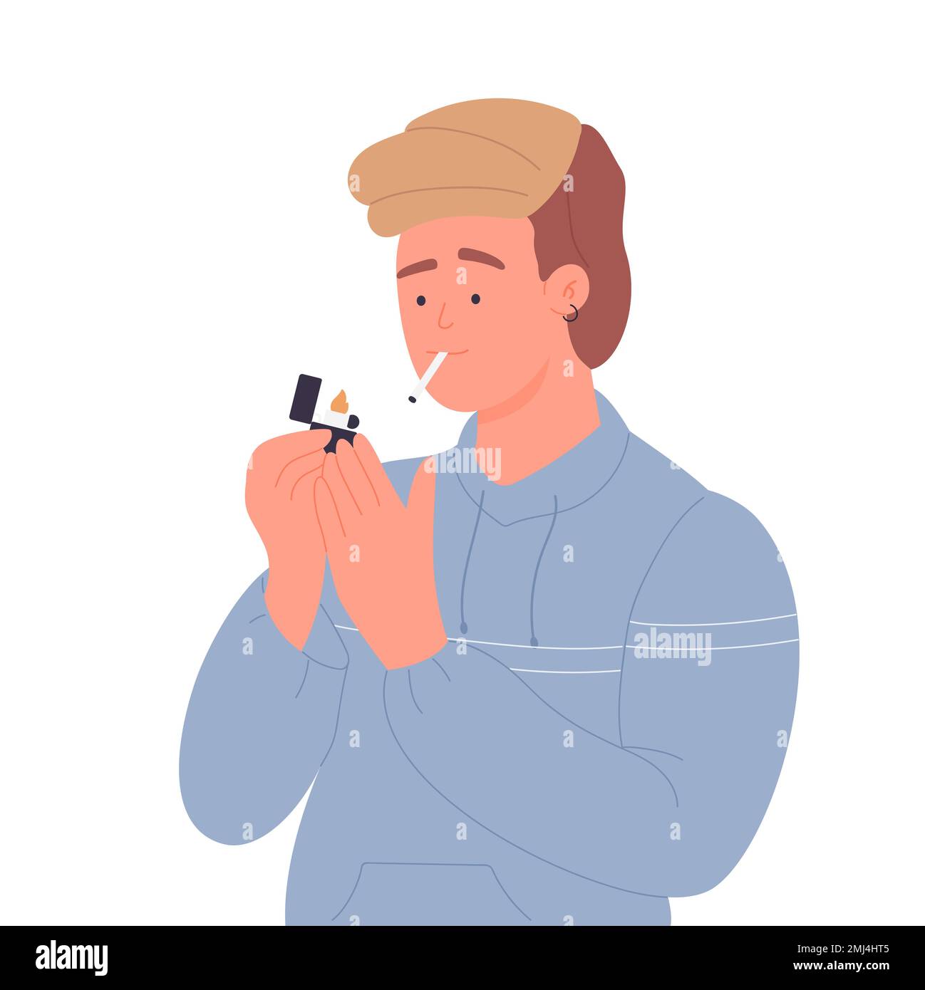 Teenager boy smoking cigarettes. Smoker dependency, tobacco addiction ...