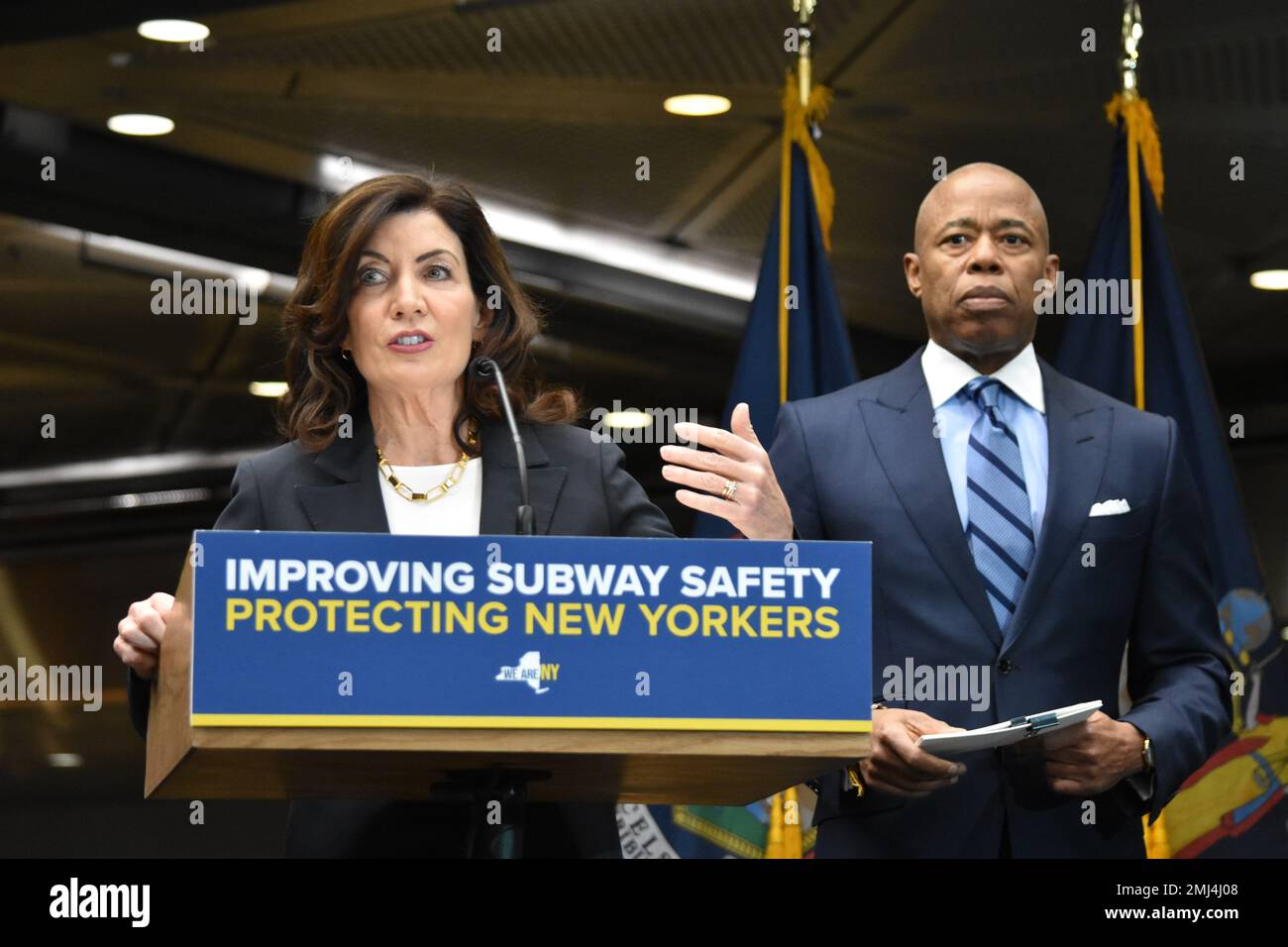 Governor of New York Kathy Hochul alongside Mayor of New York City Eric ...