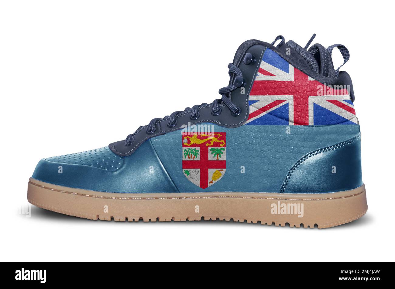 Fashion rubber snickers with flag of Fiji isolated on white background Stock Photo - Alamy