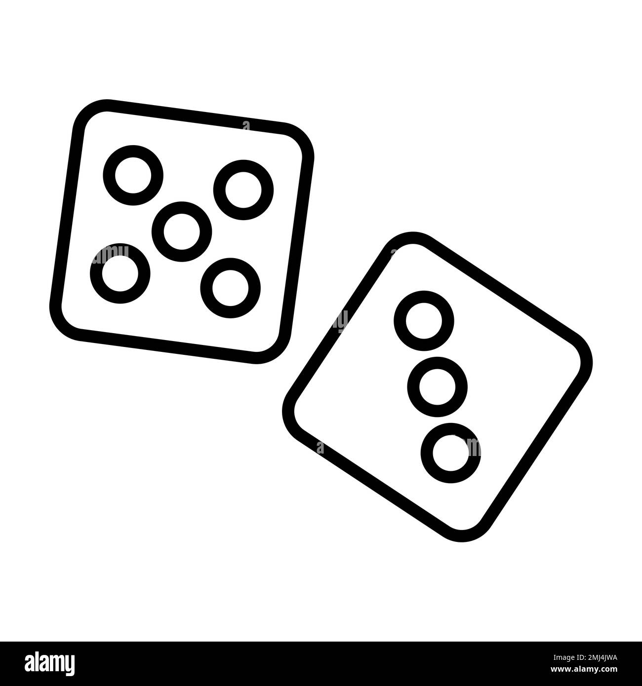 Dice icon line isolated on white background. Black flat thin icon on ...