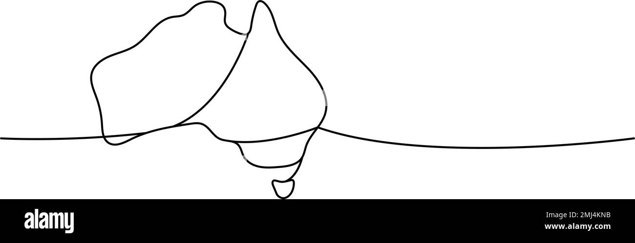 Australia silhouette one line continuous drawing. Australia country ...