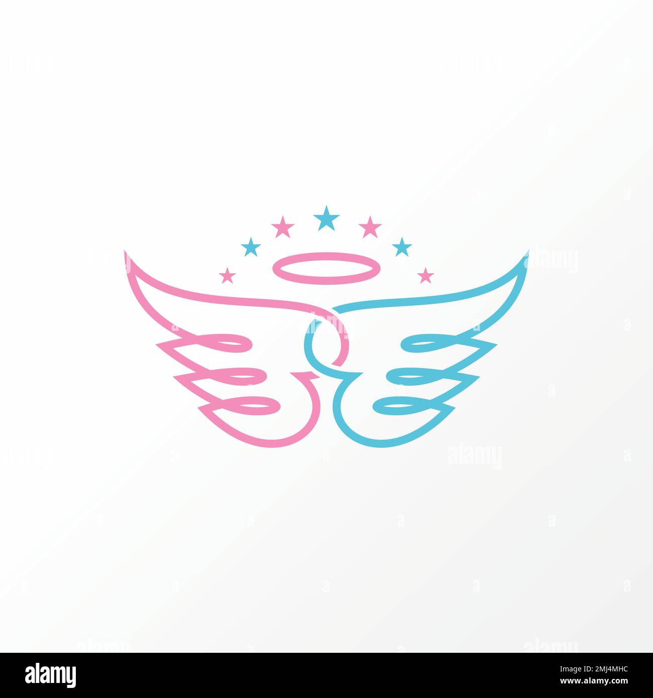 Simple and unique wings, love, and angel crown on line out image graphic icon logo design ...