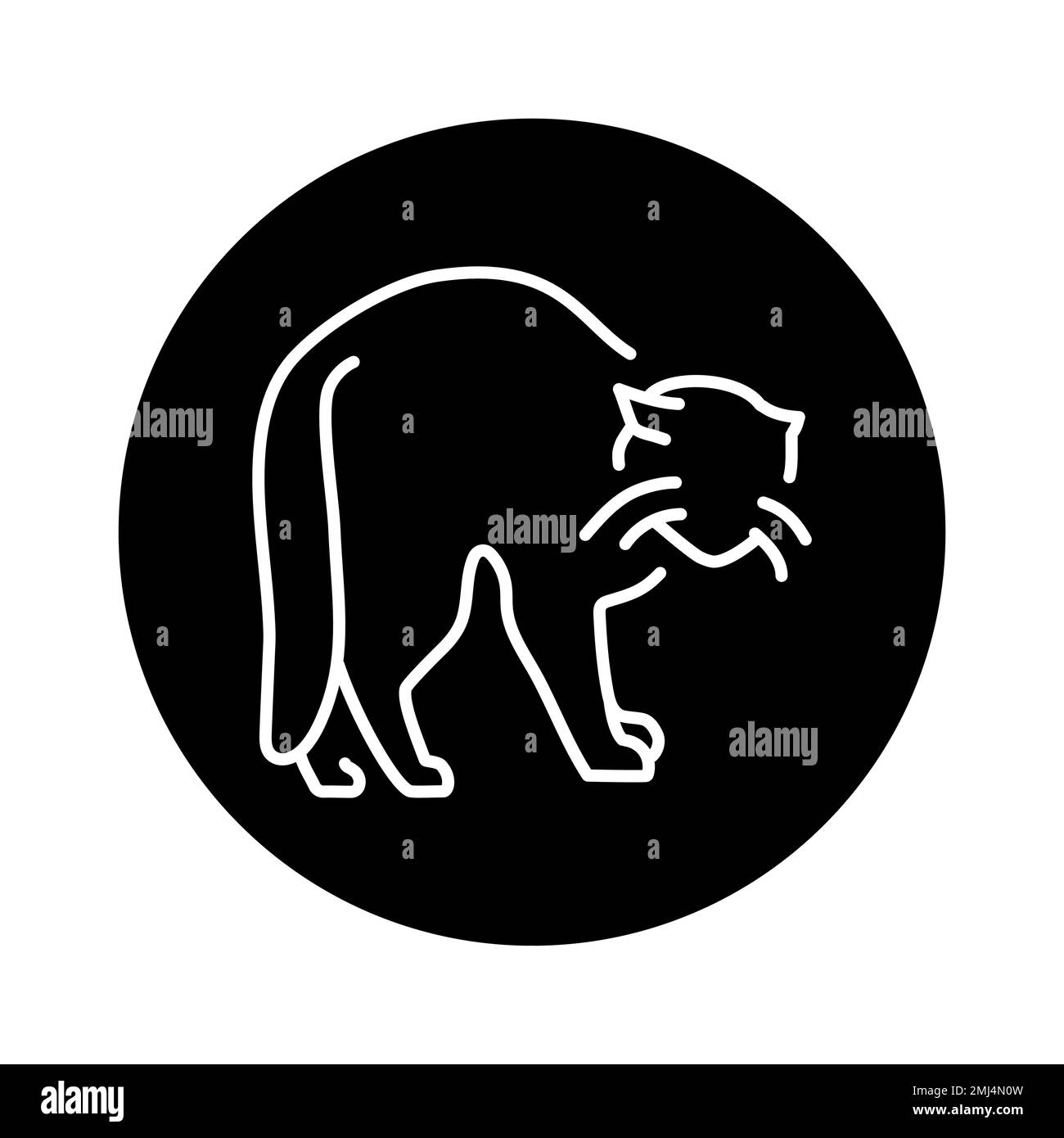 Standing angry cat color line icon. Pictogram for web page, mobile app ...