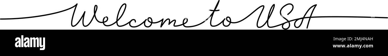 Welcome to USA - word with continuous one line. Minimalist drawing of ...
