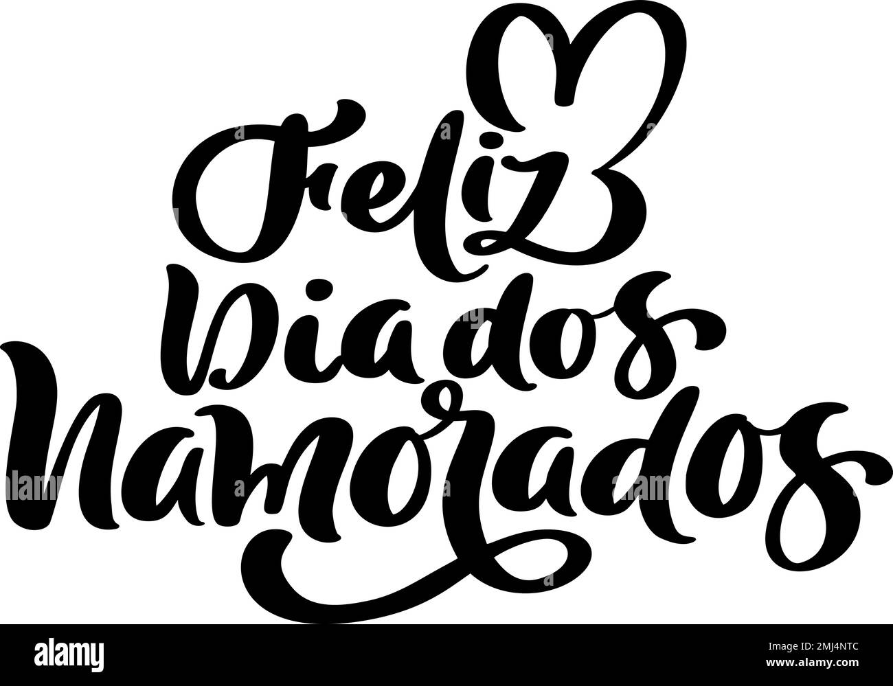 Happy Valentine Day On Portuguese Feliz Dia Dos Namorados Black Vector