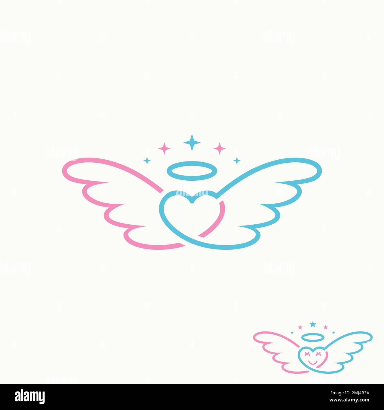 Simple and unique wings, love, and angel crown on line out image graphic icon logo design ...