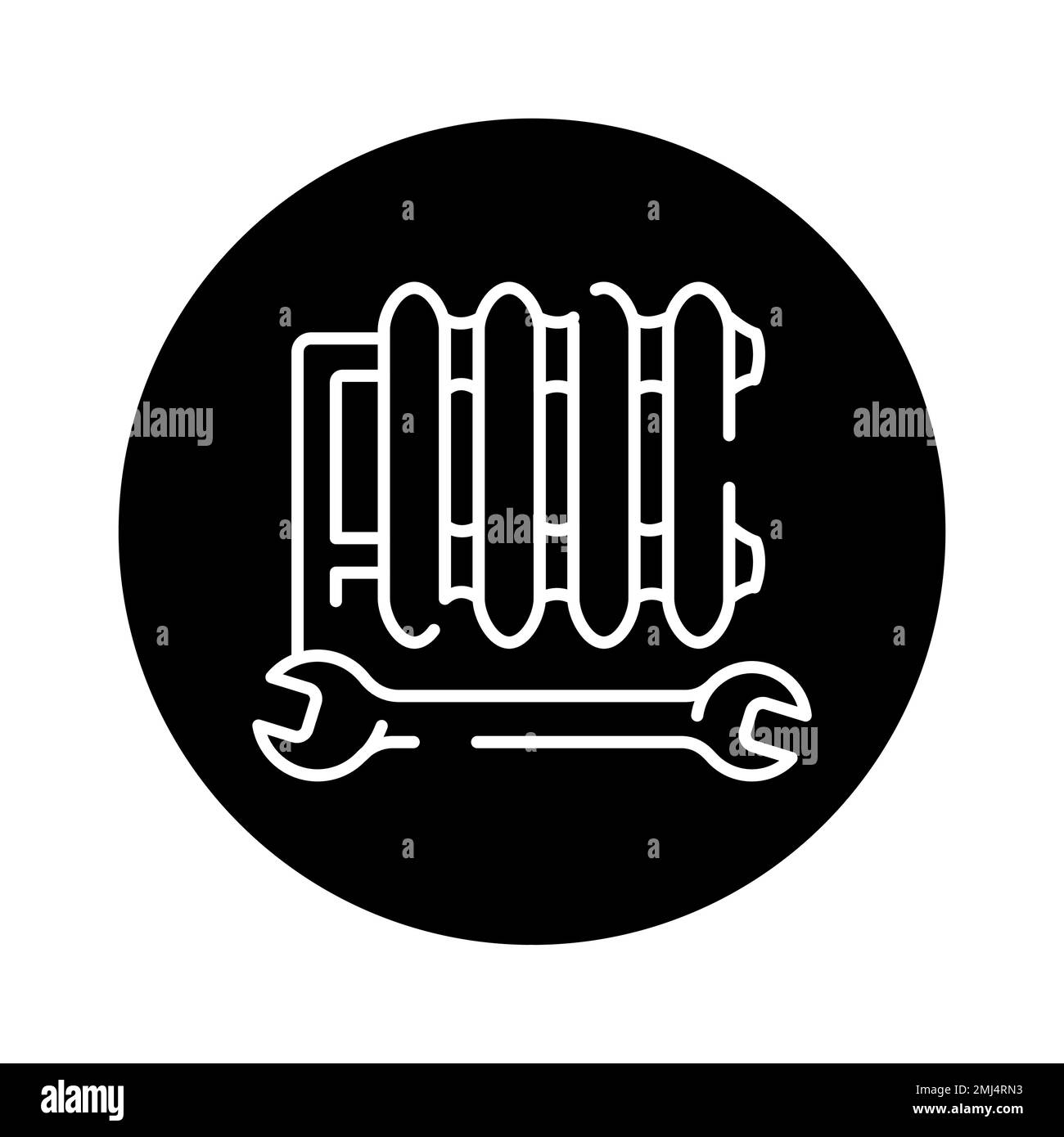 Installation of heating system black line icon. Pictogram for web page ...