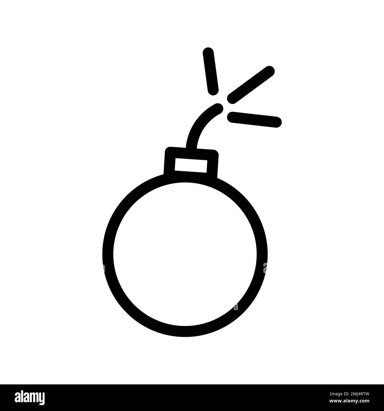 Bomb icon line isolated on white background. Black flat thin icon on ...