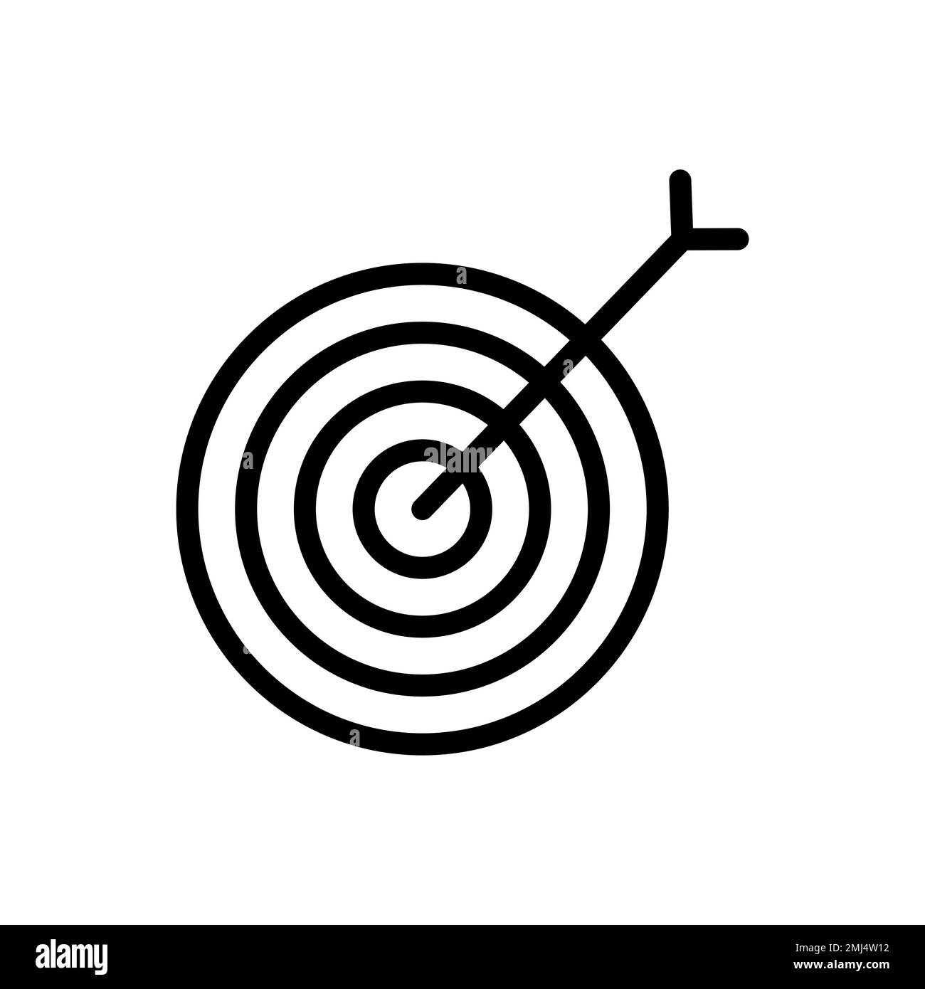 Dart target icon line isolated on white background. Black flat thin ...