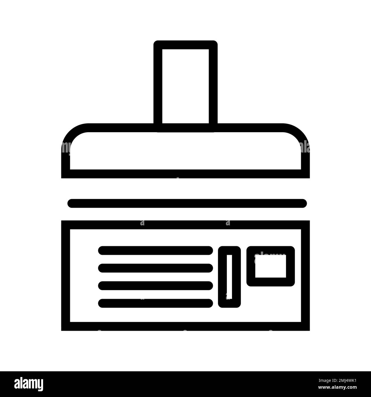 Press machine icon line isolated on white background. Black flat thin ...