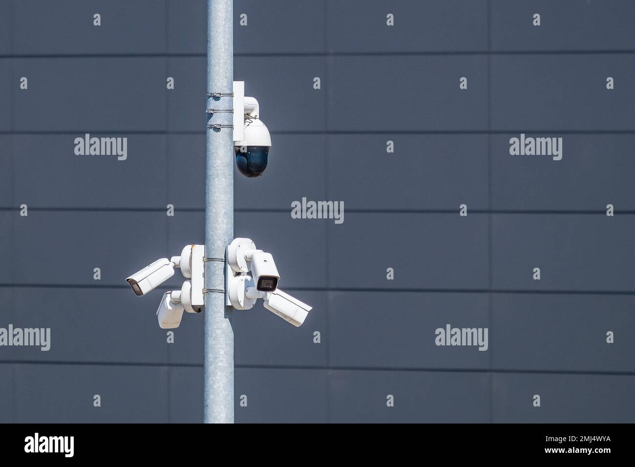 security cameras look in different directions lot of Stock Photo - Alamy