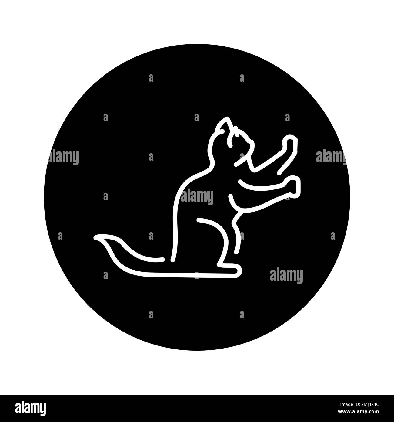 Sitting cat sharpens its claws color line icon. Pictogram for web page ...