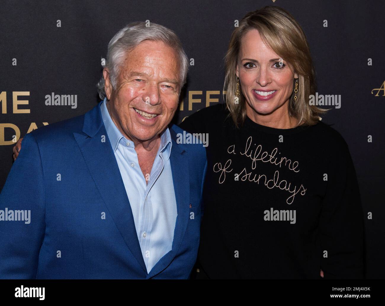 Robert Kraft and Jane Skinner Goodell attend a screening of "A Lifetime ...